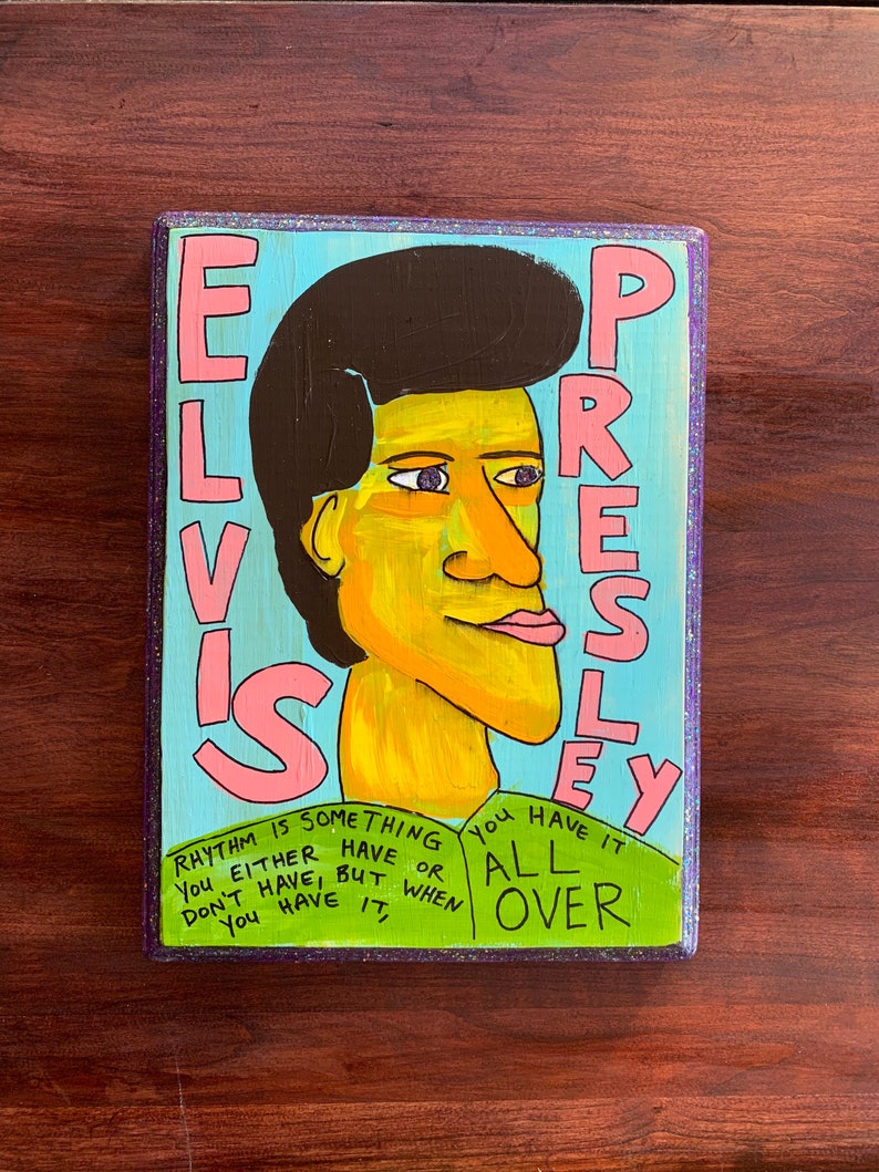 Elvis Presley - Original Folk Art Painting on Wood - Etsy