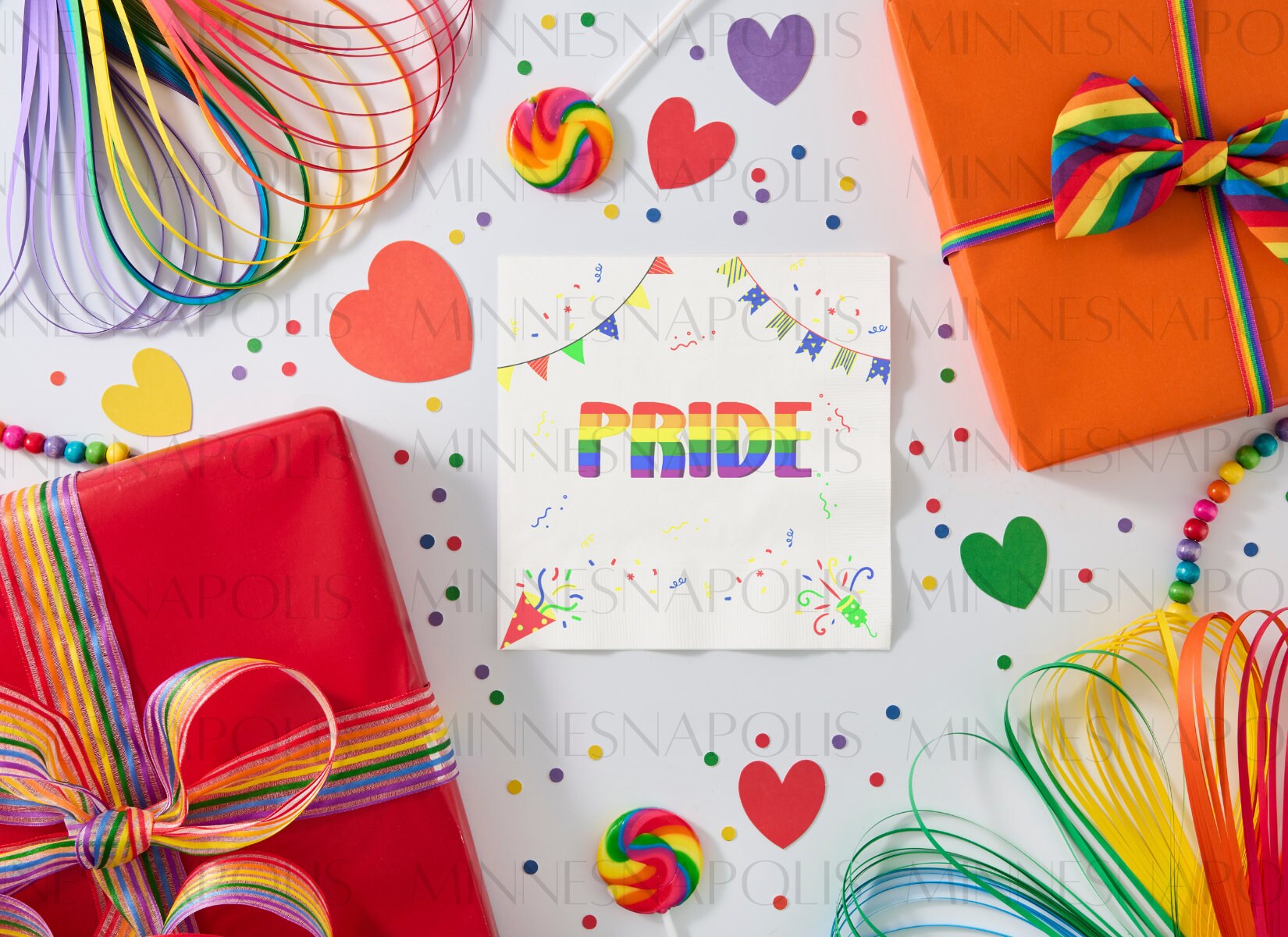 PRIDE Paper Napkin Digital Mockup Download Rainbow Birthday Party Print ...