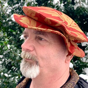 Red & Gold Brocade Renaissance Tudor Flat Cap - Etsy