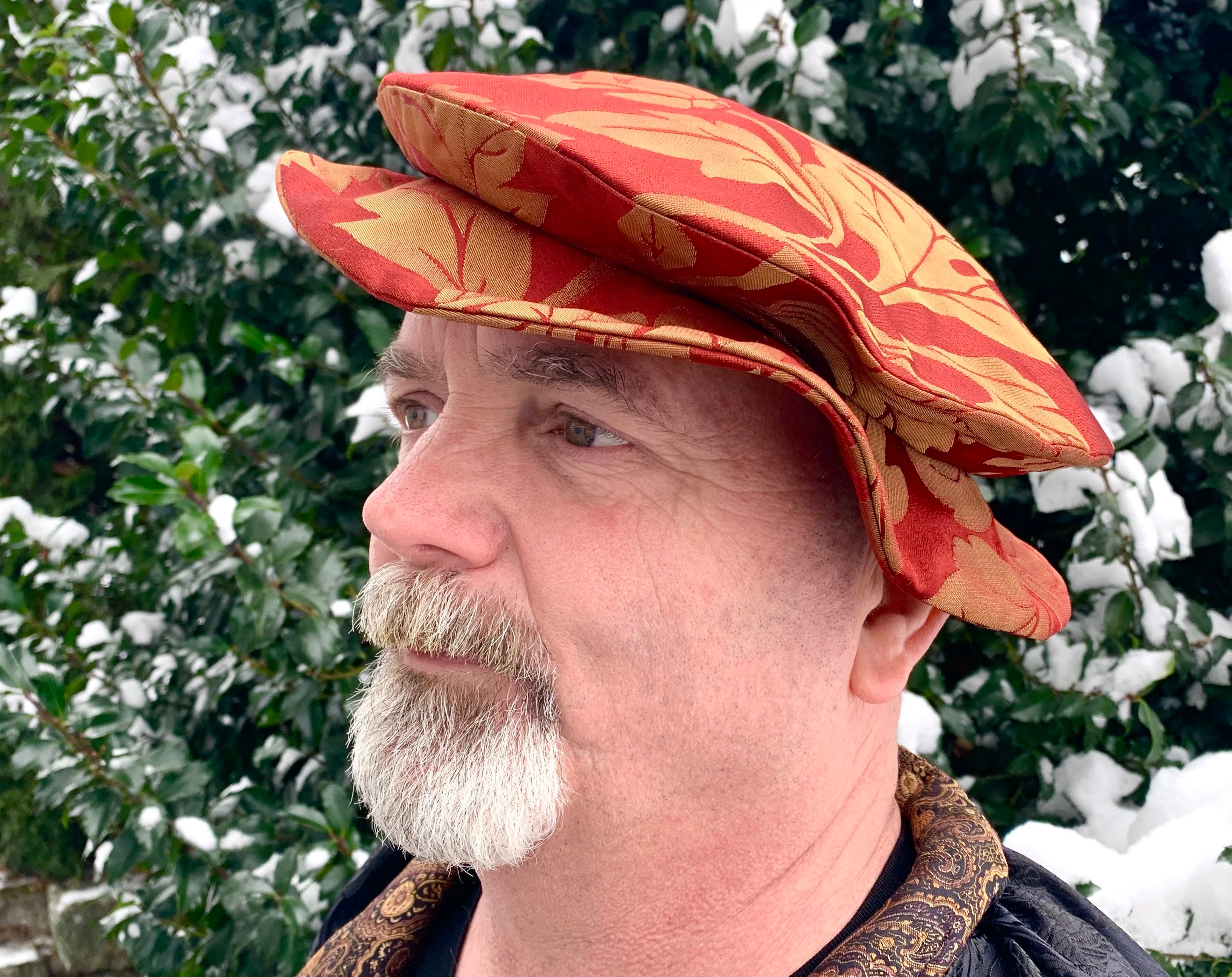 Red & Gold Brocade Renaissance Tudor Flat Cap | Etsy