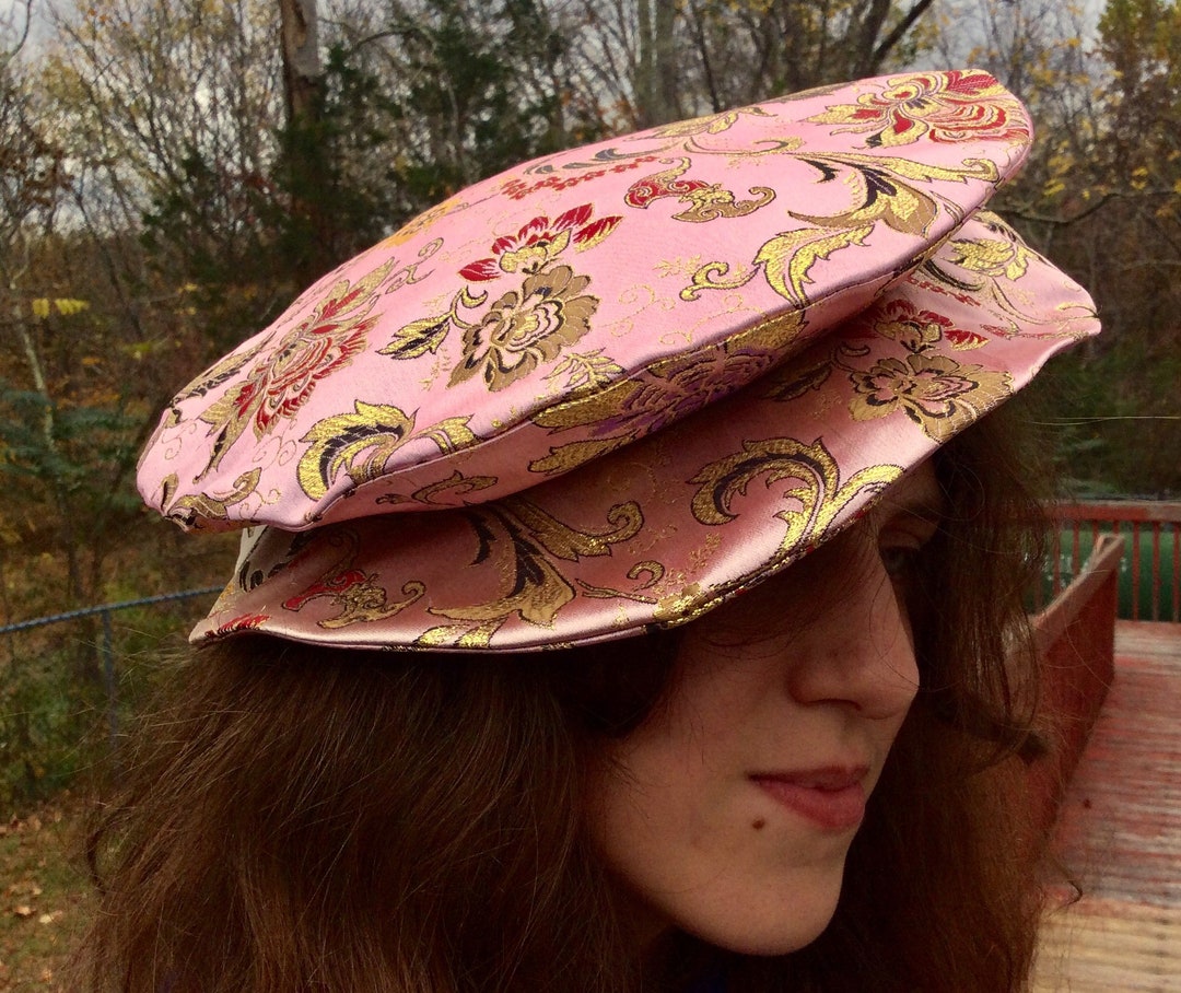 Gold and Rose Embroidered Floral Renaissance Tudor Flat Cap - Etsy