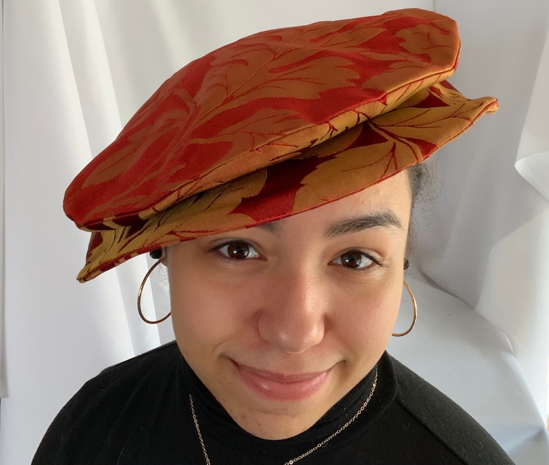 Red & Gold Brocade Renaissance Tudor Flat Cap - Etsy