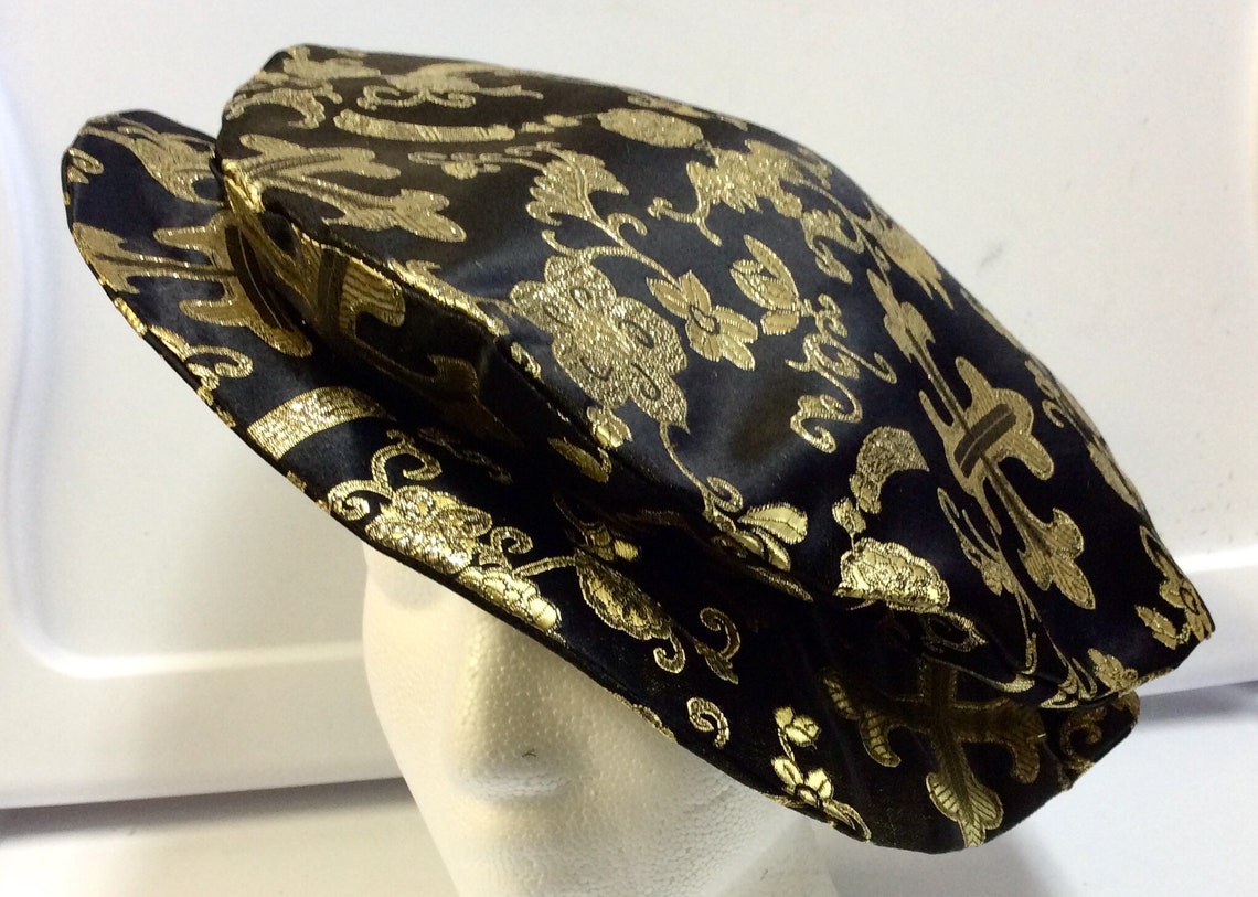 Black & Gold Renaissance Hat Tudor Flat Cap - Etsy