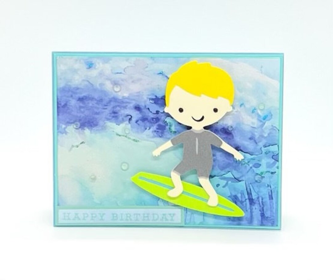 Surfer Birthday Card, Summer Birthday Card, Cute Birthday Card, Boy ...