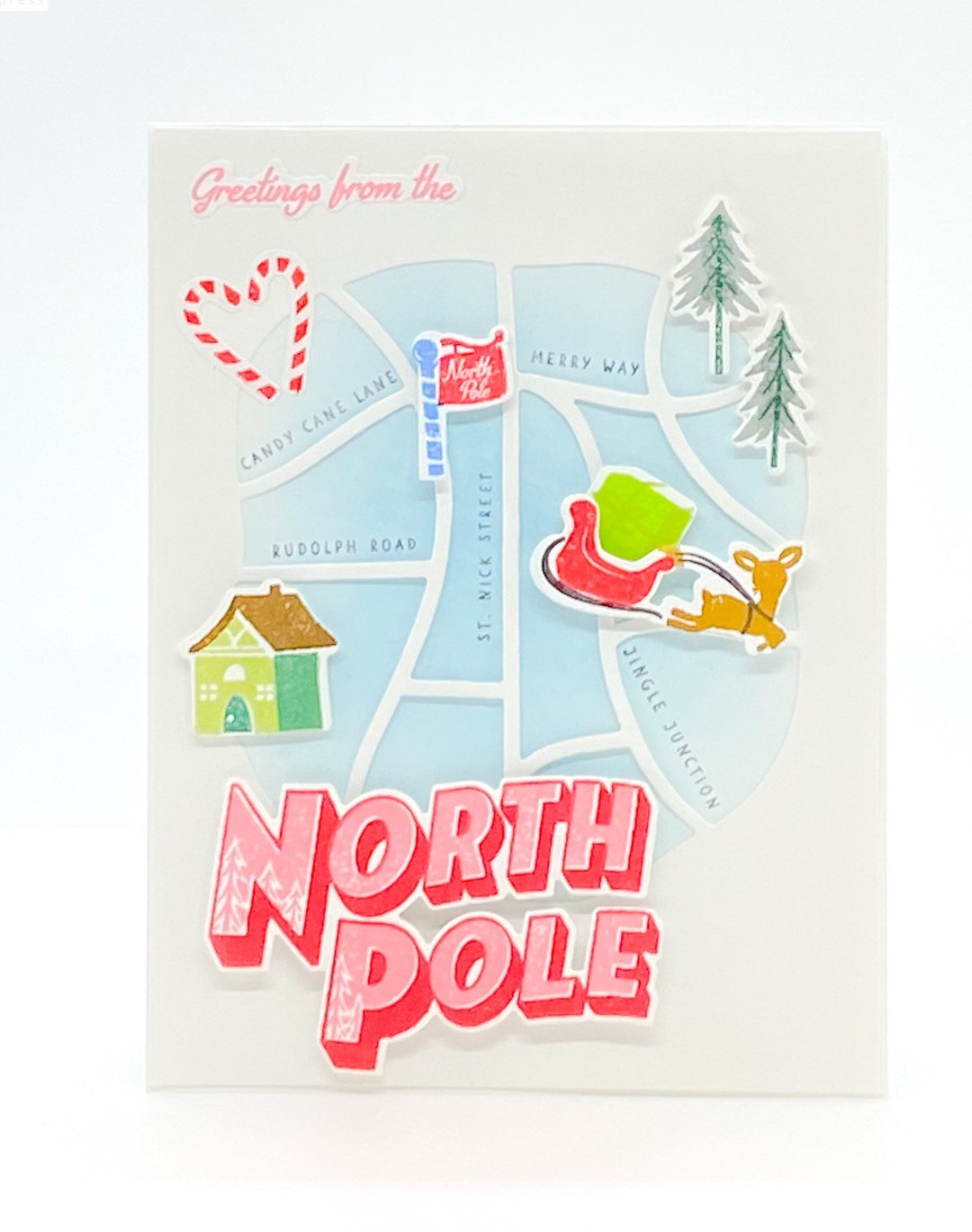 North Pole, Christmas Card, North Pole Map, Holiday Card, Cute ...