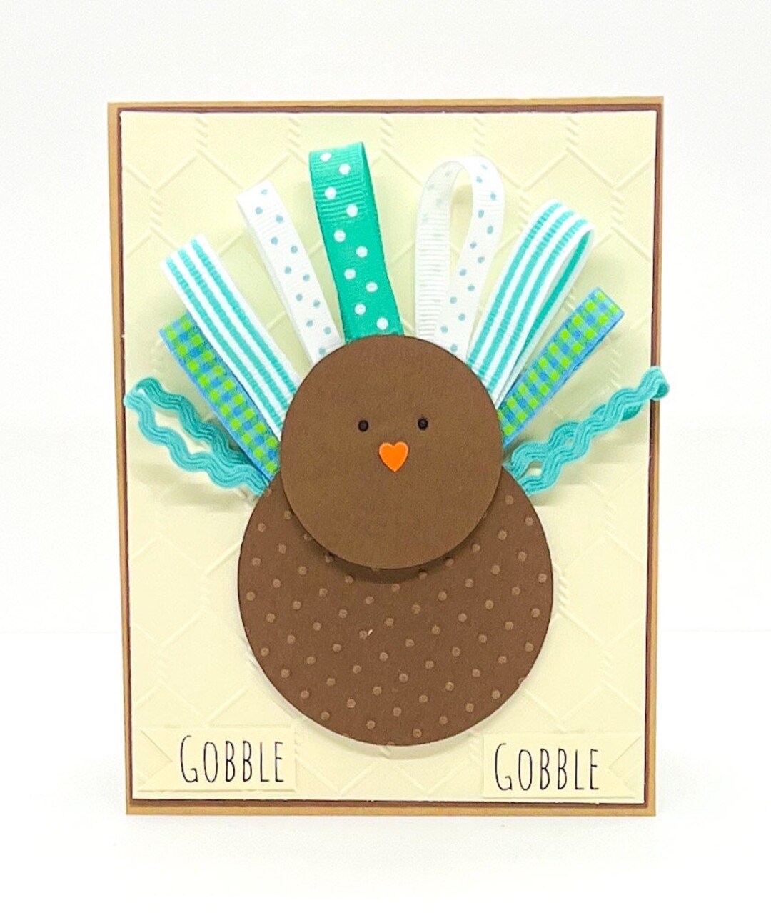 Kids Thanksgiving Card, Handmade Thanksgiving Card, Turkey Card, Ribbon ...