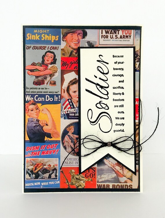 Handmade Military Card Soldiers Veterans Day Card Vintage | Etsy