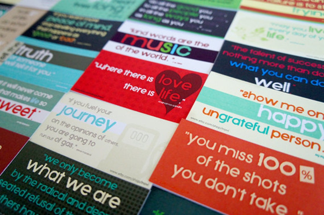 Inspirational Quotes set A Set of 30 Mini Card Designs - Etsy