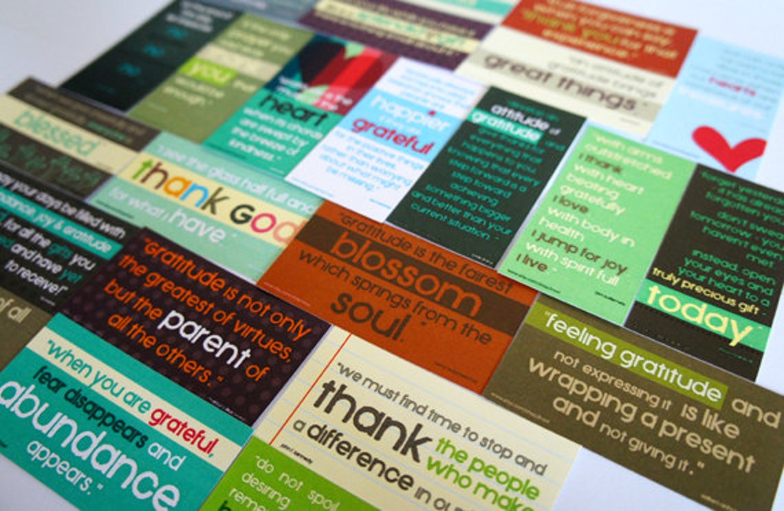 Gratitude Quotes Set of 30 Mini Card Designs - Etsy