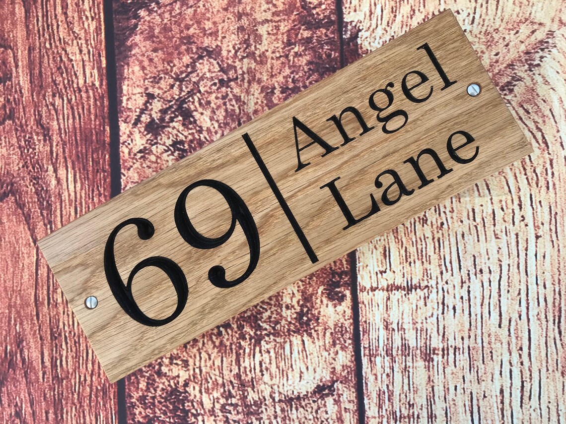 Solid Oak House Sign Personalised Carved Wooden Hardwood - Etsy
