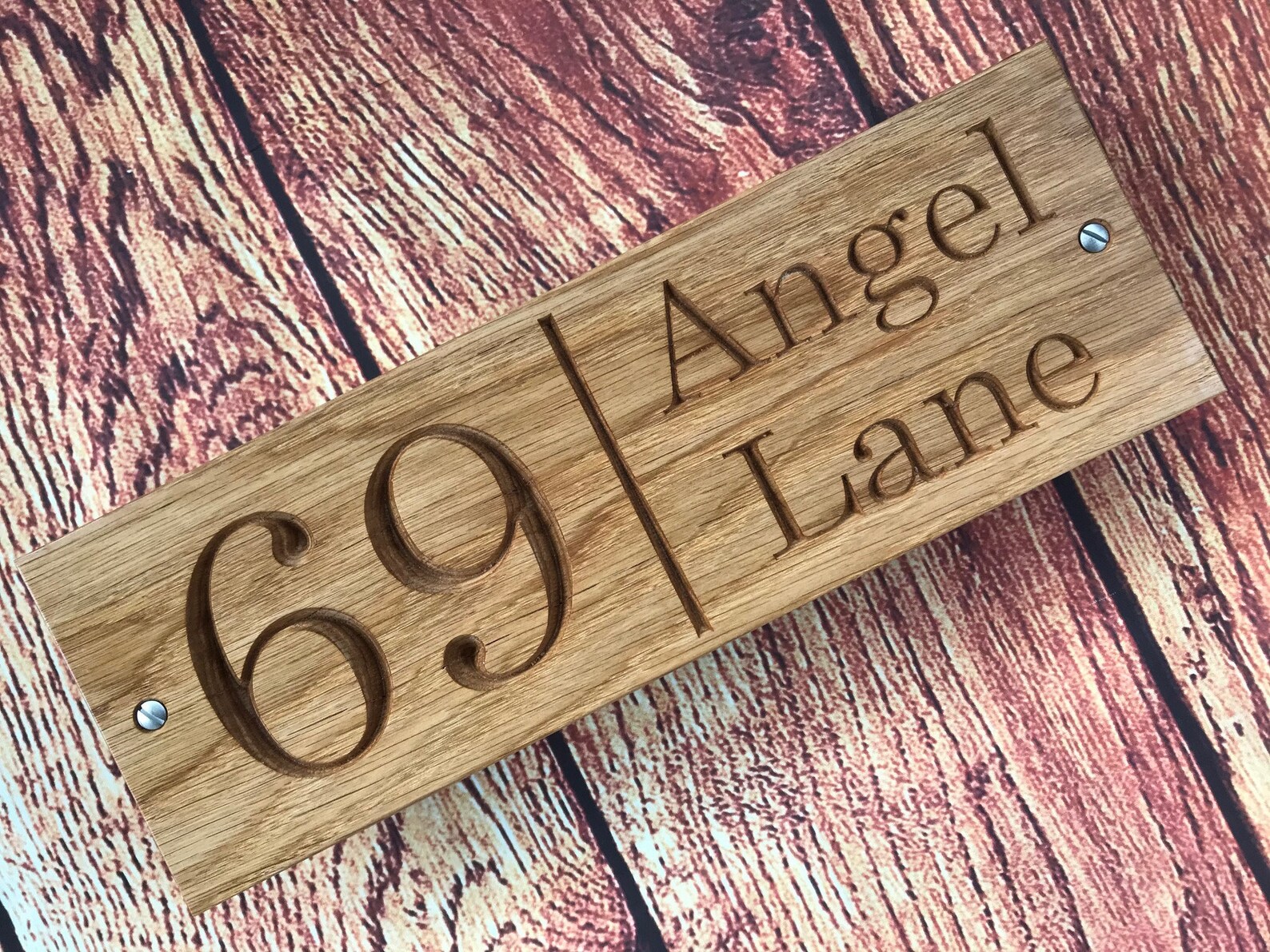 Solid Oak House Sign Personalised Carved Wooden Hardwood - Etsy