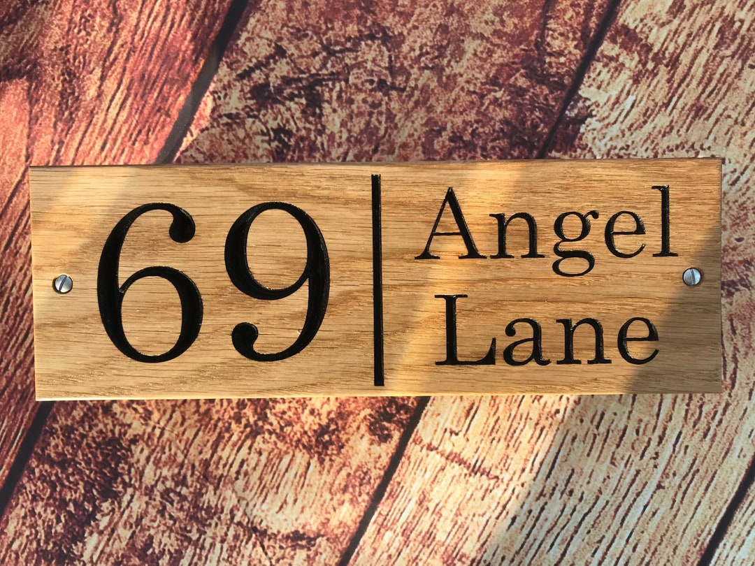 Solid Oak House Sign Personalised Carved Wooden Hardwood Plaque - Etsy