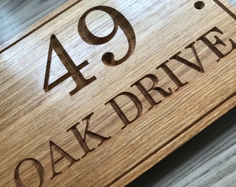 Solid Oak House Sign Personalised Carved Wooden Hardwood - Etsy