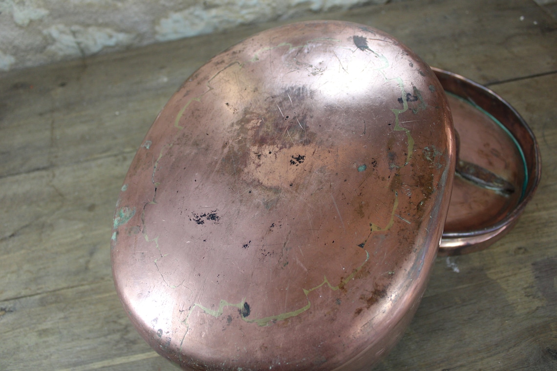 Antique French Daubiere Roasting Copper Cookware Lid Pan Pot - Etsy