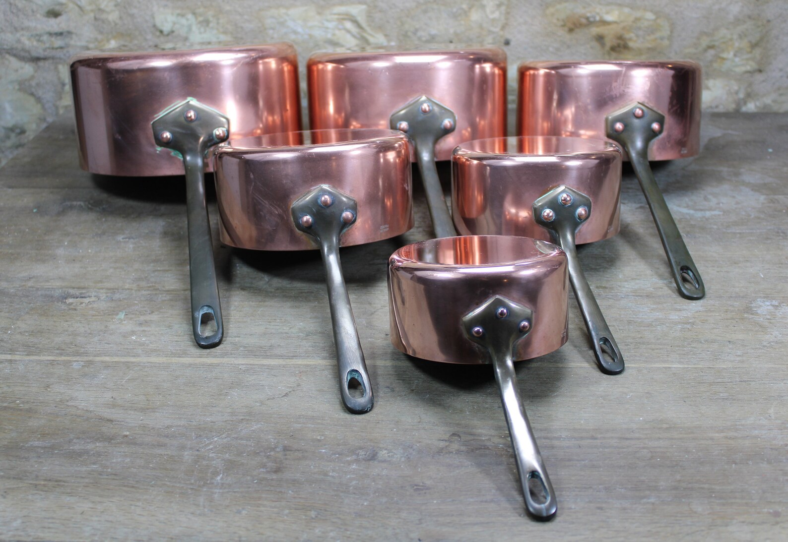 Great 6pc Set Lot Matfer French Copper Cookware Pots Pans Tin - Etsy