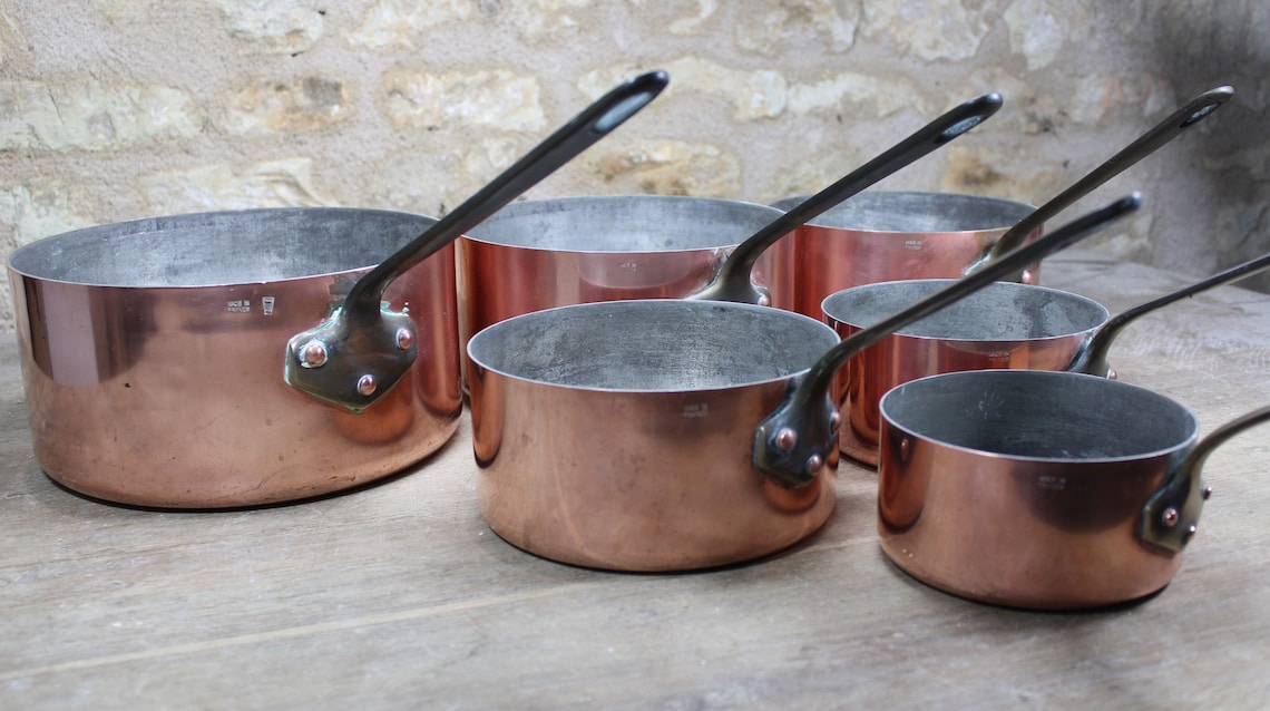 Great 6pc Set Lot Matfer French Copper Cookware Pots Pans Tin - Etsy