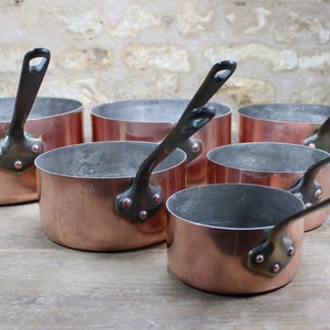 Great 6pc Set Lot Matfer French Copper Cookware Pots Pans Tin - Etsy