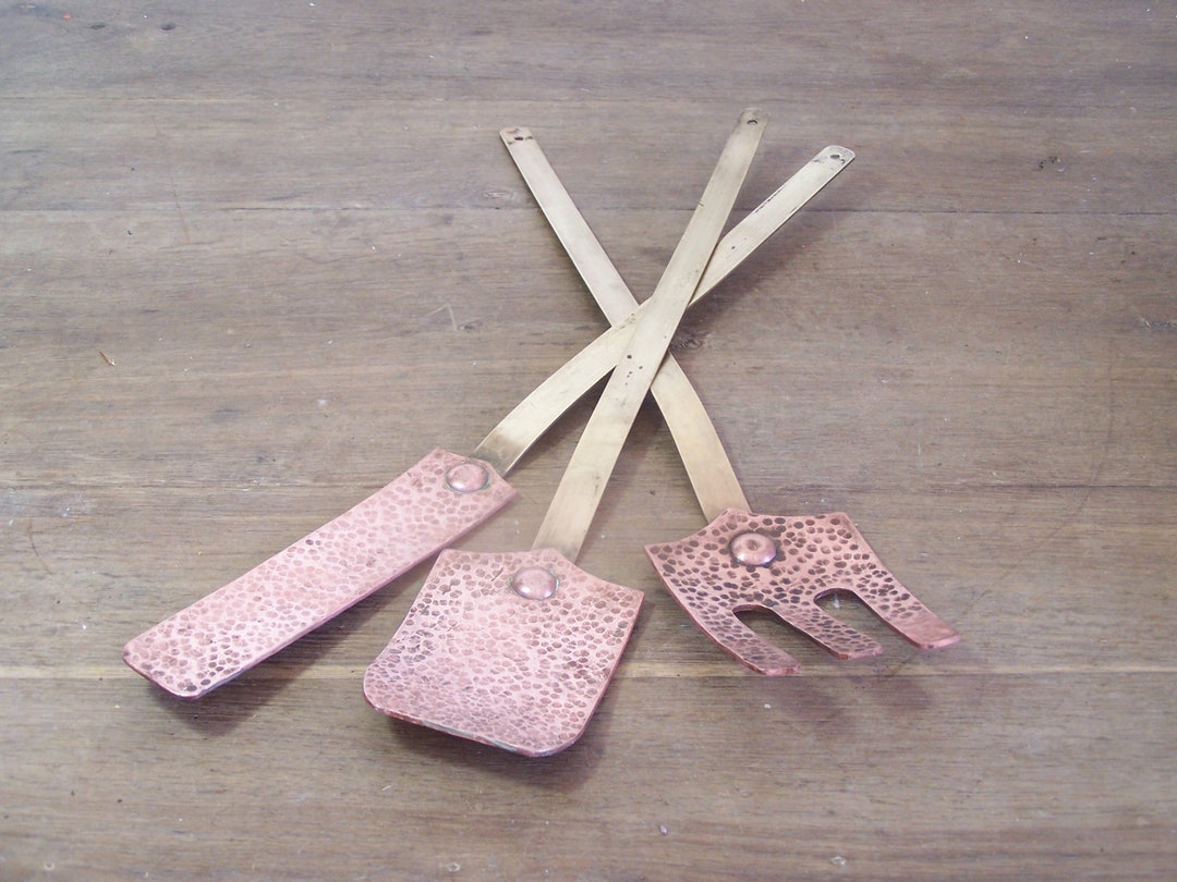 3pc Handmade Vintage Copper Utensils Ladle Fork - Etsy