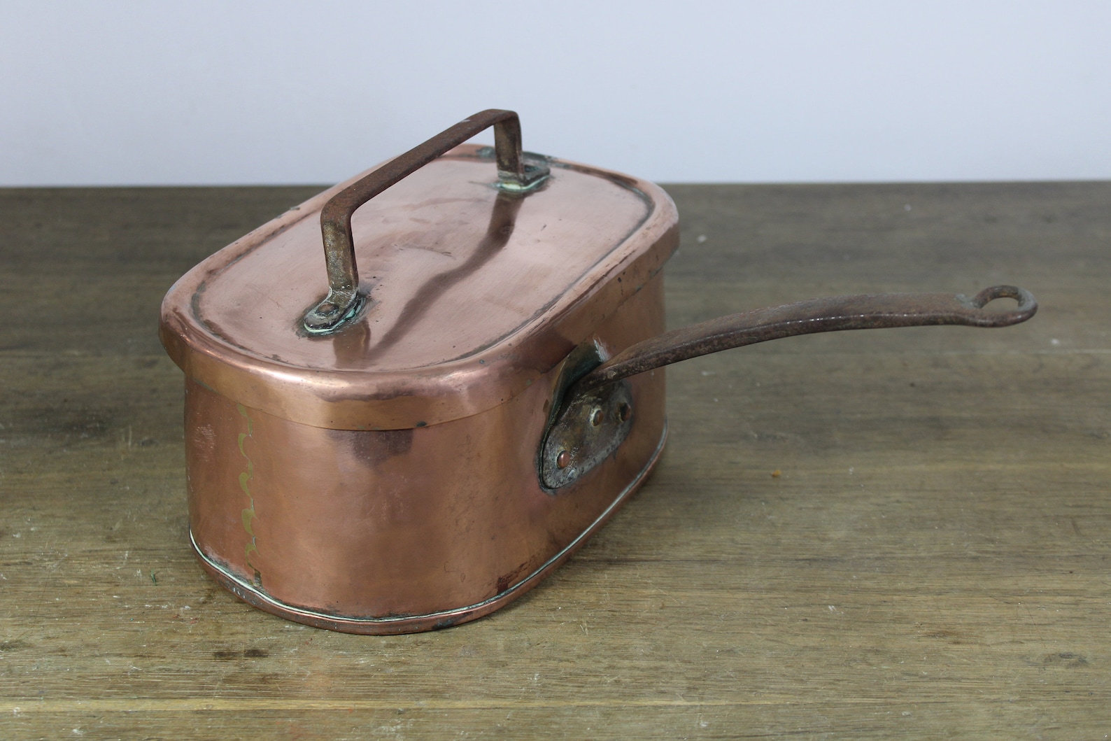 Antique French Copper Braising Pan Daubiere Stew Stock Roasting Pot ...