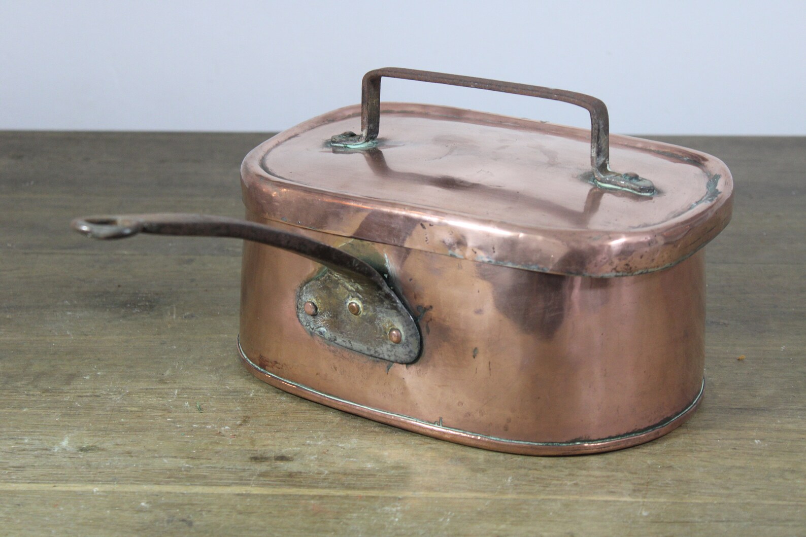 Antique French Copper Braising Pan Daubiere Stew Stock Roasting Pot ...
