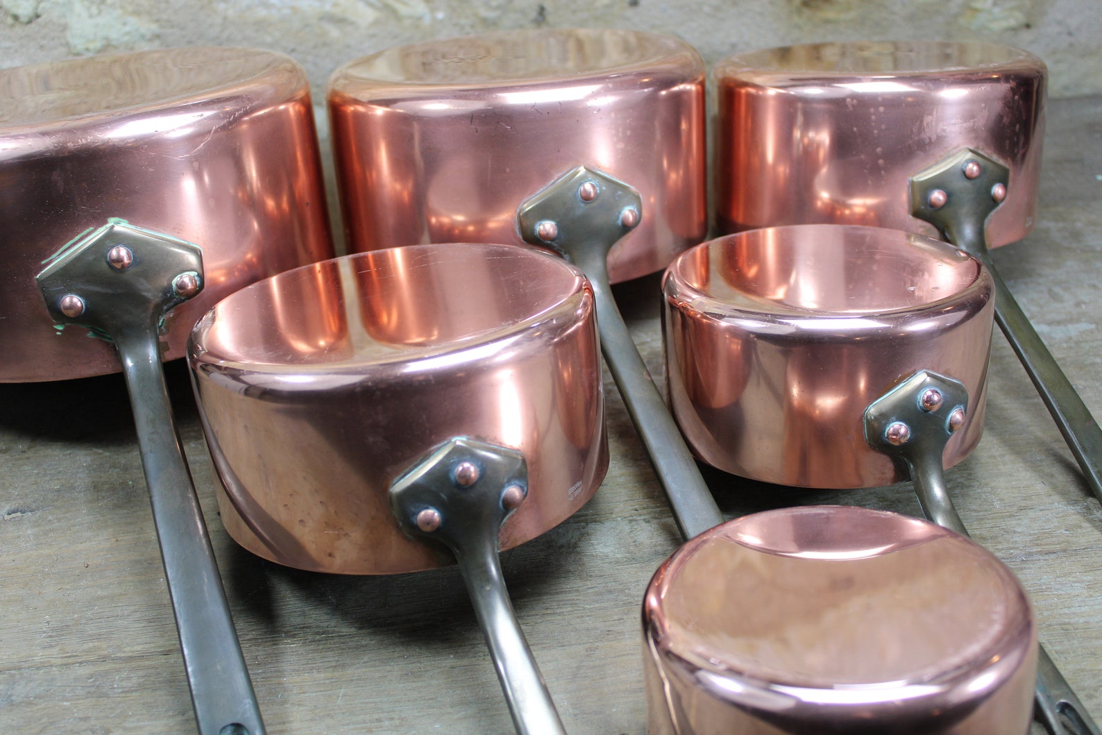 Great 6pc Set Lot Matfer French Copper Cookware Pots Pans Tin - Etsy