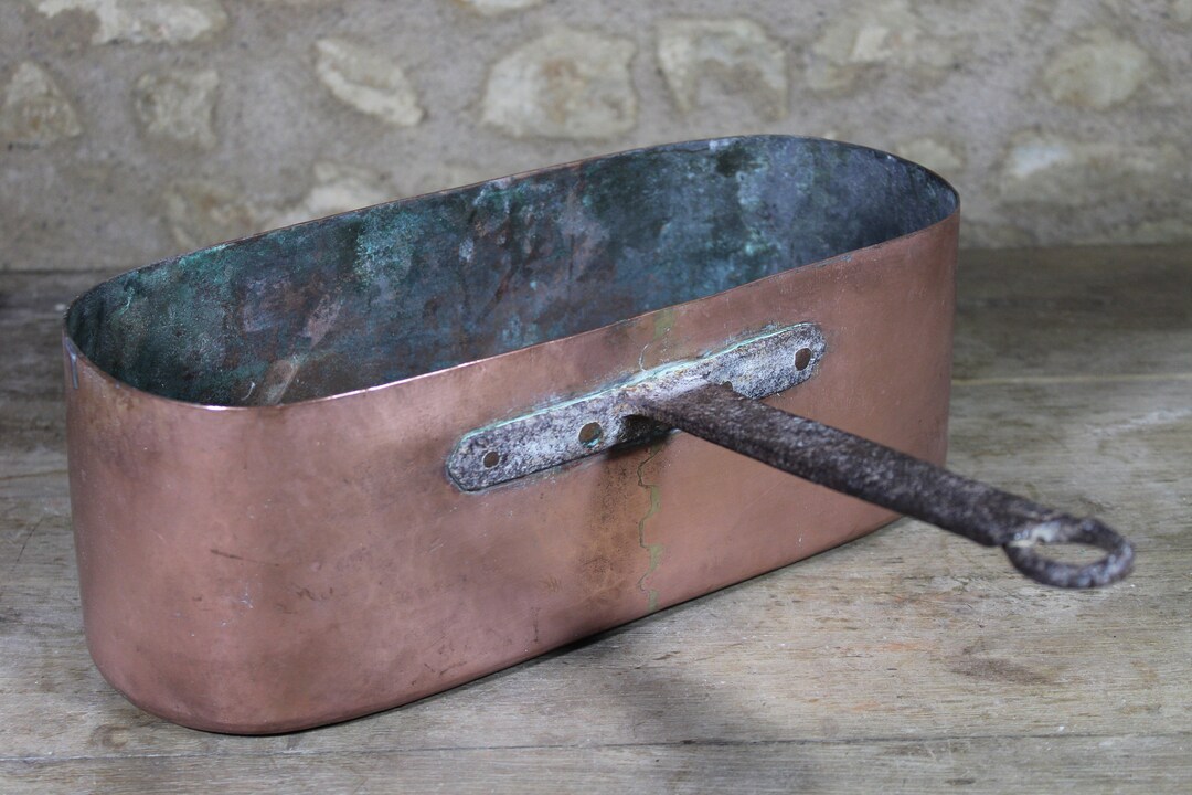 Antique French Copper Braising Pan Daubiere Stew Stock Roasting Pot ...