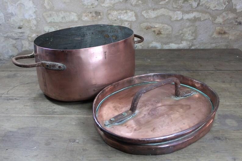 Antique French Daubiere Roasting Copper Cookware Lid Pan Pot - Etsy