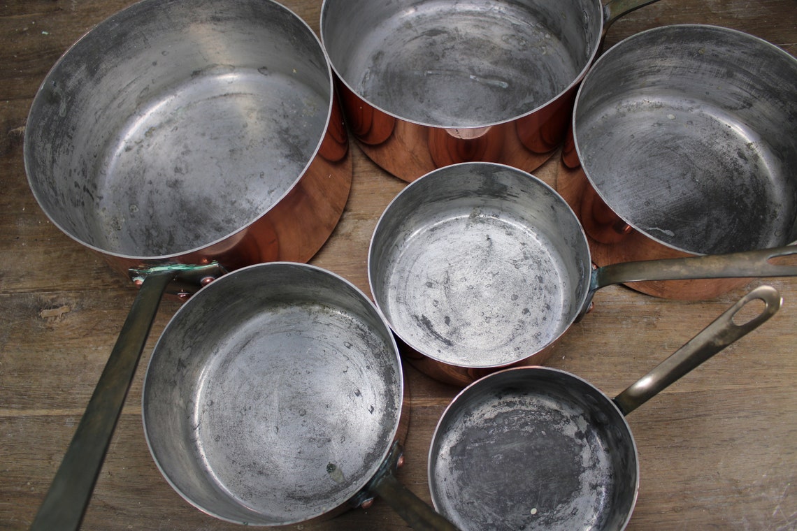 Great 6pc Set Lot Matfer French Copper Cookware Pots Pans Tin - Etsy