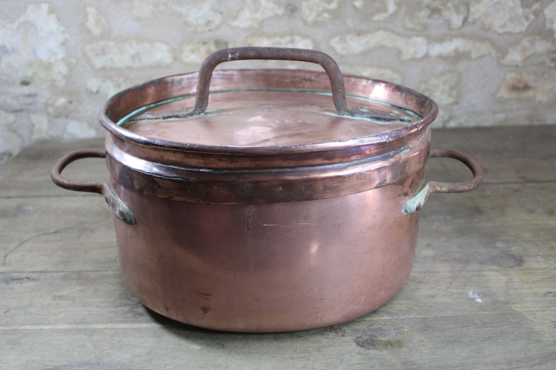 Antique French Daubiere Roasting Copper Cookware Lid Pan Pot - Etsy