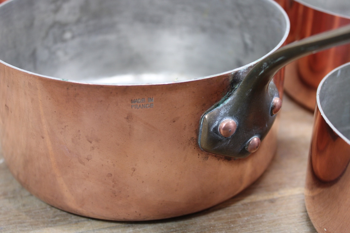 Great 6pc Set Lot Matfer French Copper Cookware Pots Pans Tin - Etsy