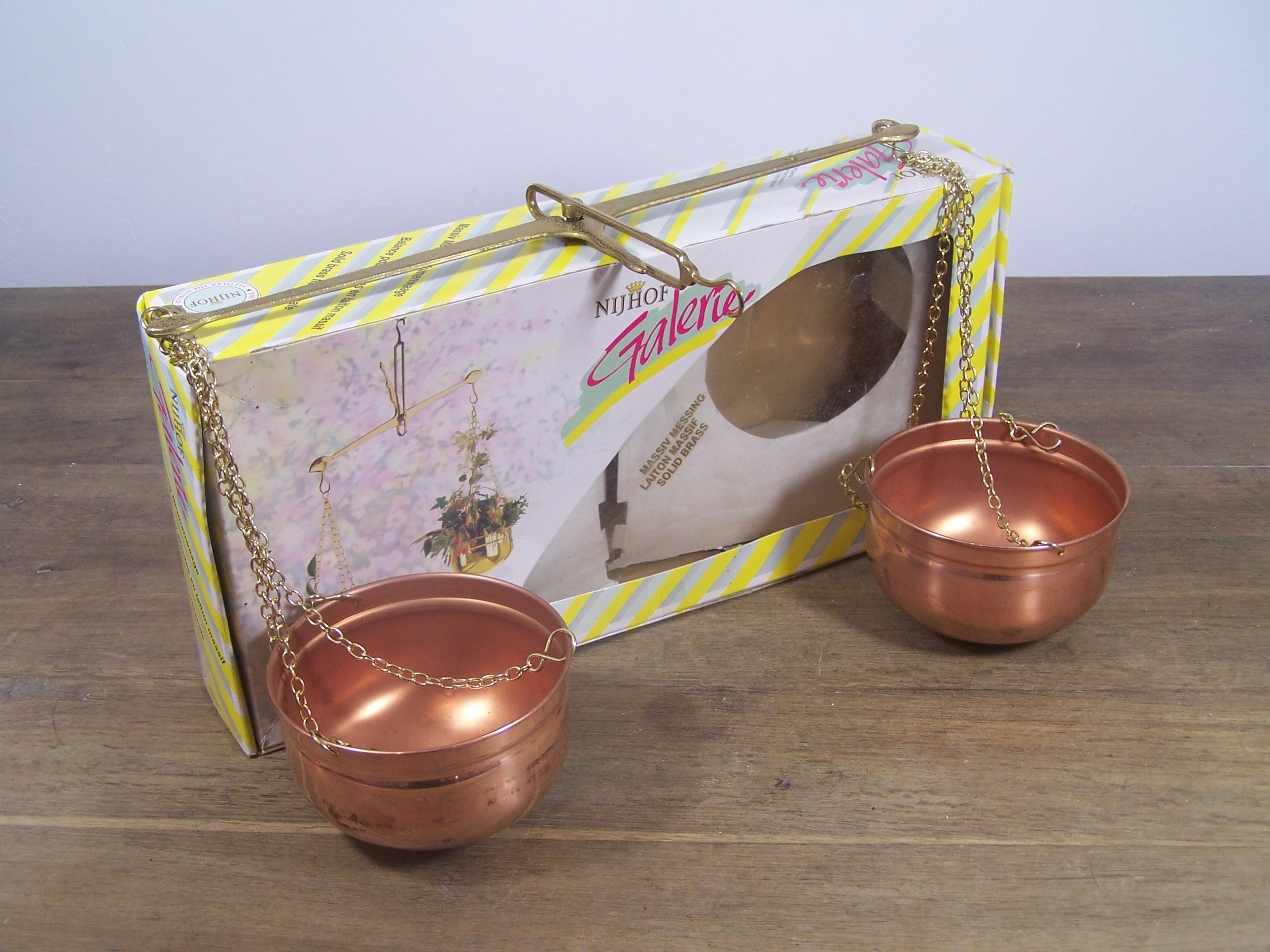 Vintage Copper and Brass Hanging Scales 2 Copper Pots Boxed - Etsy