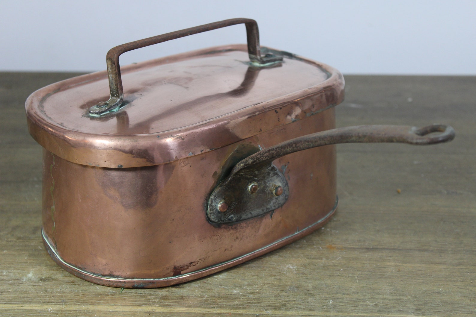Antique French Copper Braising Pan Daubiere Stew Stock Roasting Pot ...