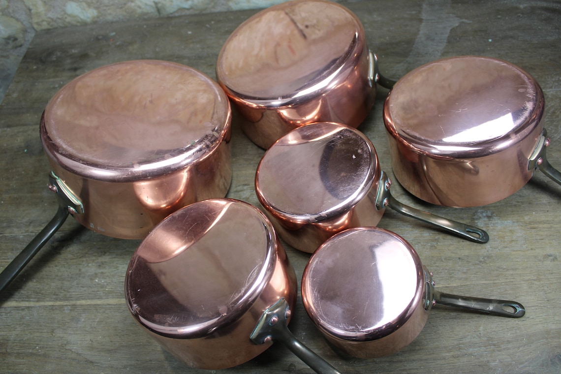 Great 6pc Set Lot Matfer French Copper Cookware Pots Pans Tin - Etsy