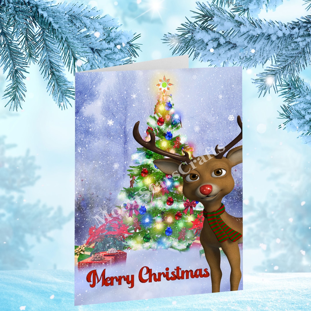 Printable Merry Christmas Card Instant Download Holiday Card - Etsy