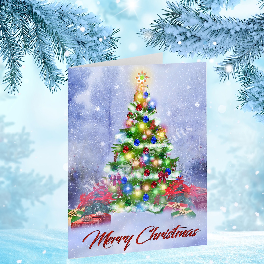 Printable Merry Christmas Card Instant Download Holiday Card - Etsy