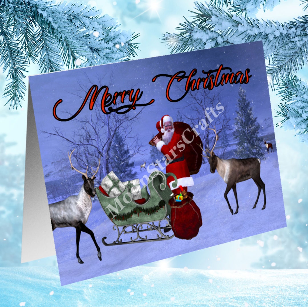Printable Merry Christmas Card Instant Download Holiday Card - Etsy