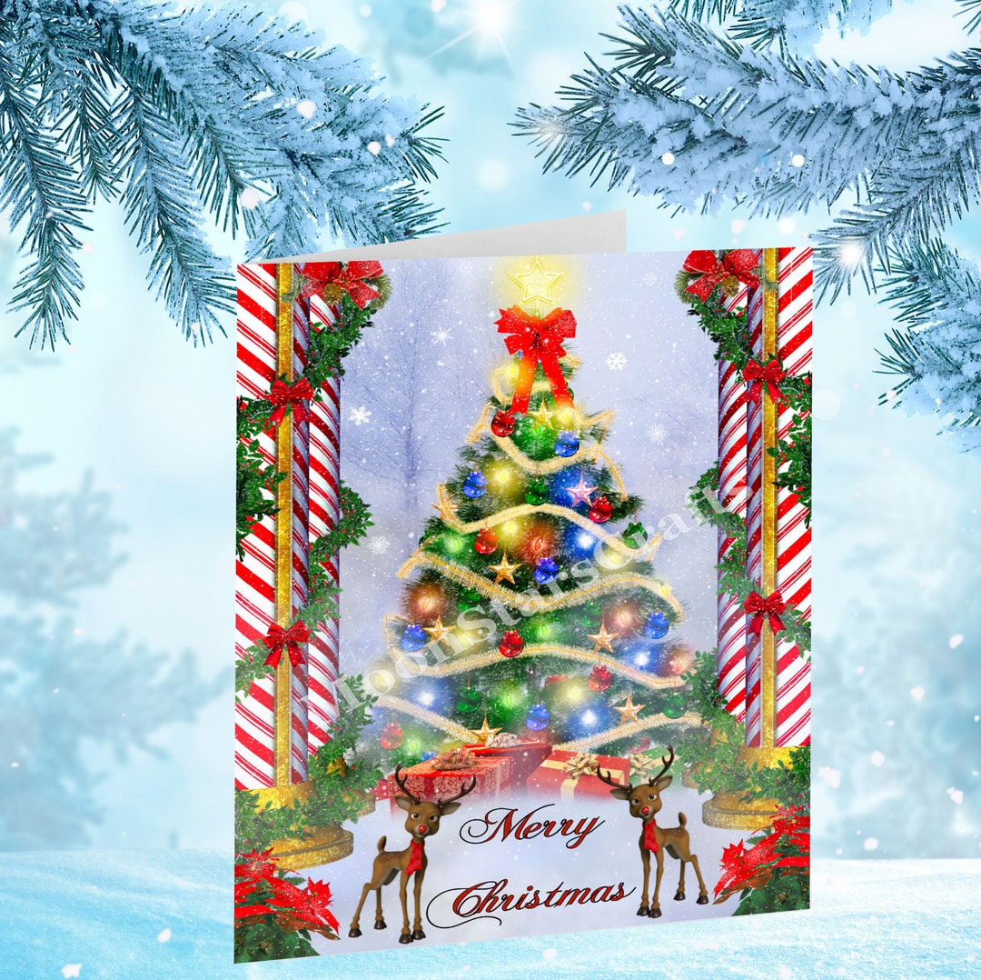 Printable Merry Christmas Card Instant Download Holiday Card - Etsy