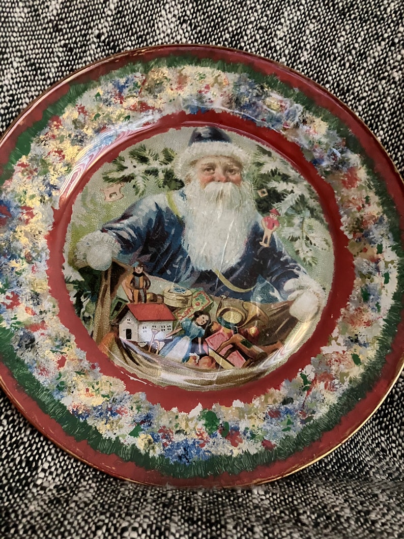 Santa Decoupage Plate - Etsy
