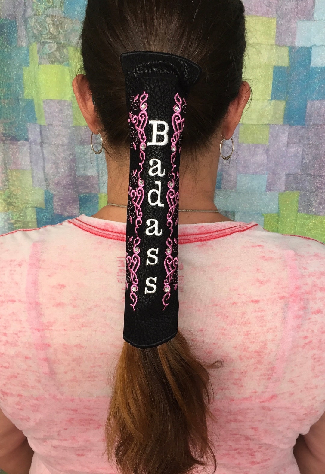 Personalized Ponytail Wrap // No-slip Ponytail Hair Wrap // Biker Hair ...