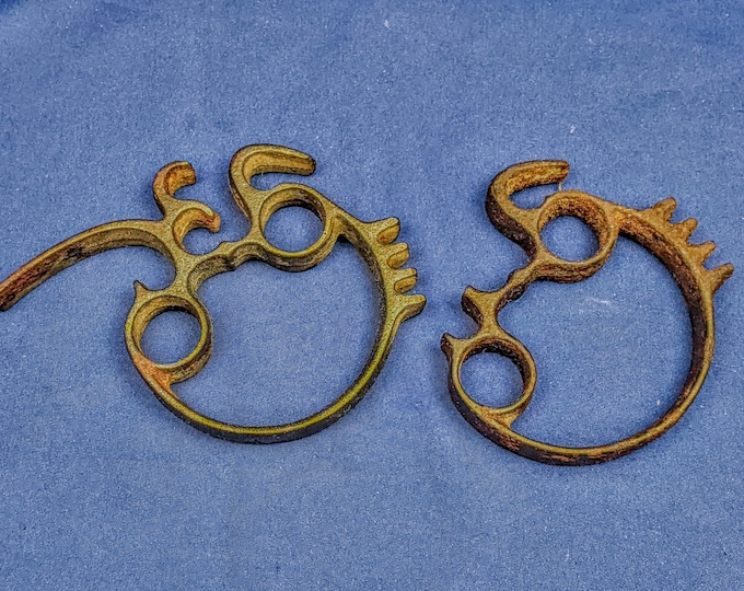 2 Cast Iron Vintage COMBINATION 7 WAY TOOL Trivet ~ Originally Pat'd by ...