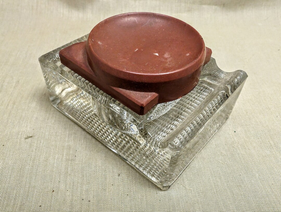 ANTIQUE PARAGON INKWELL Glass With Pen Rest & Bakelite Cover - Etsy