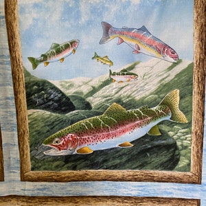 Fishing, Trout Fabric Panel elusive Catch by Ron Jenkins Licensed to ...