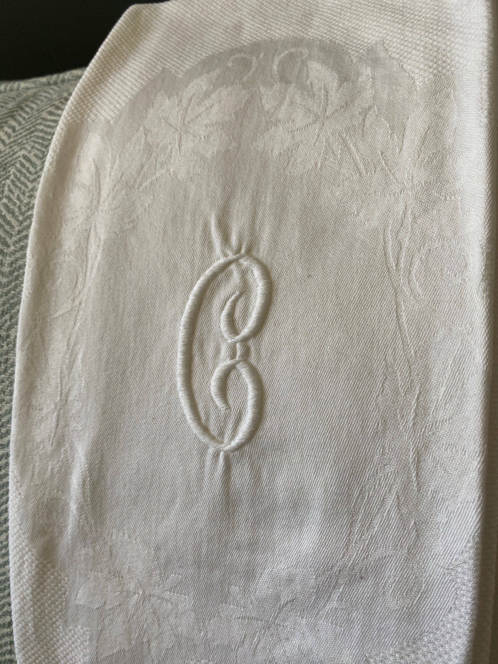 Set of Two Large Vintage 100% Cotton Monogrammed Huck Towels - New Old ...