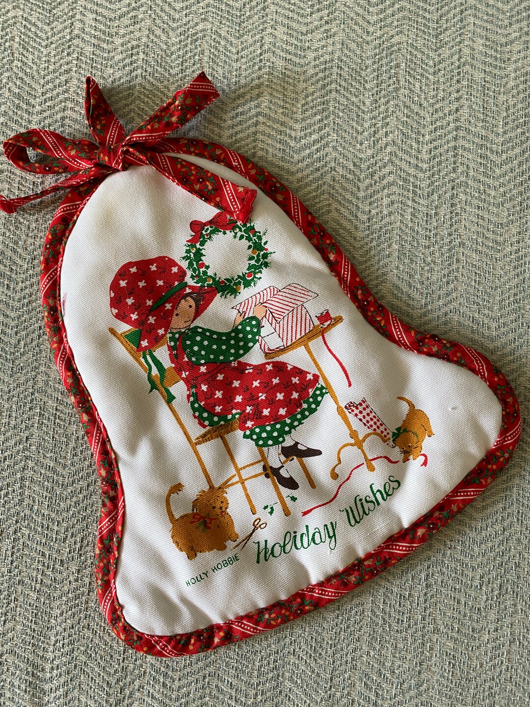 Vintage Holly Hobbie Christmas Pot Holder: Red Calico Back - Etsy