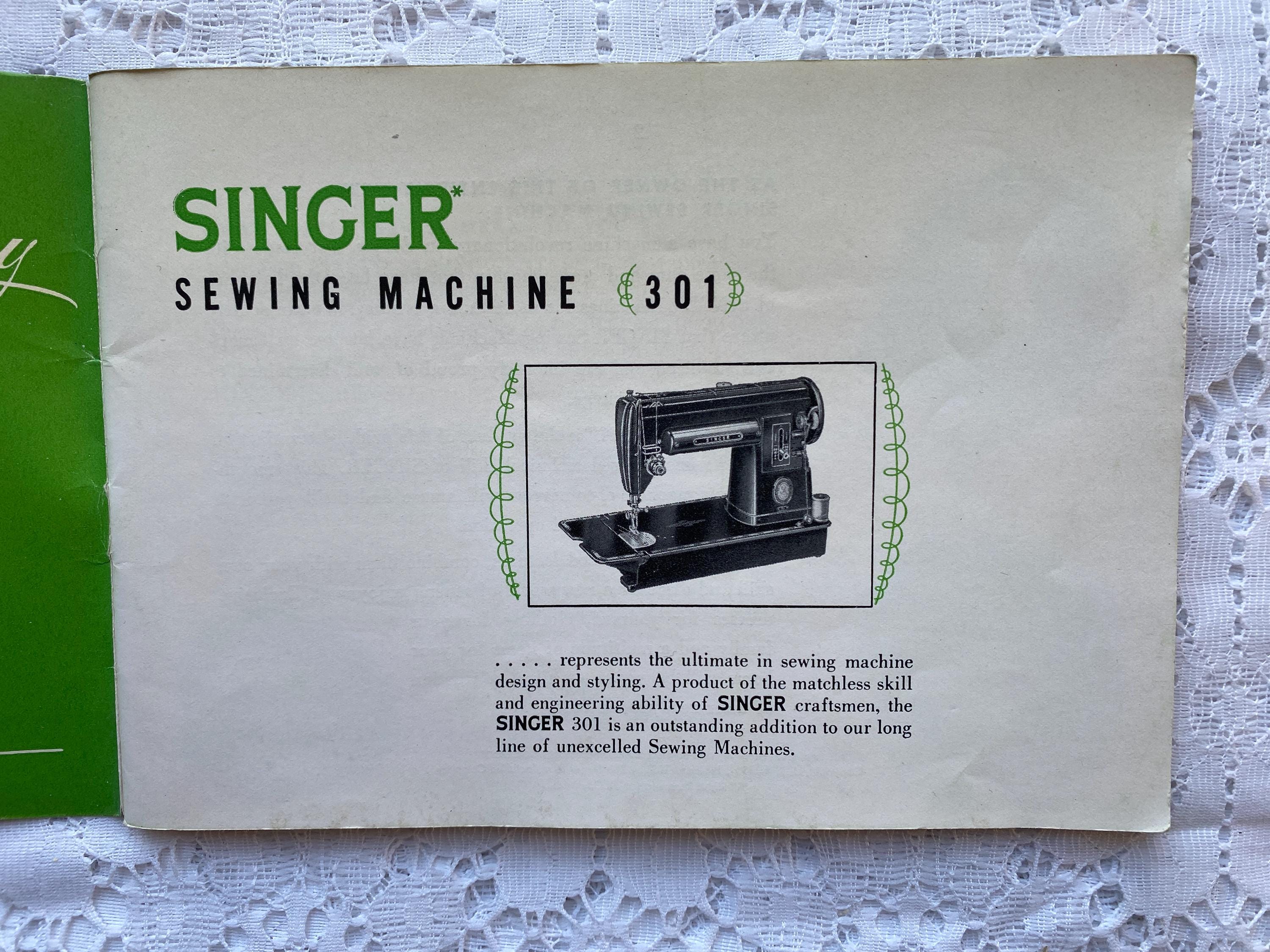 Instruction Booklet for Using Singer Sewing Machine 301 - Etsy