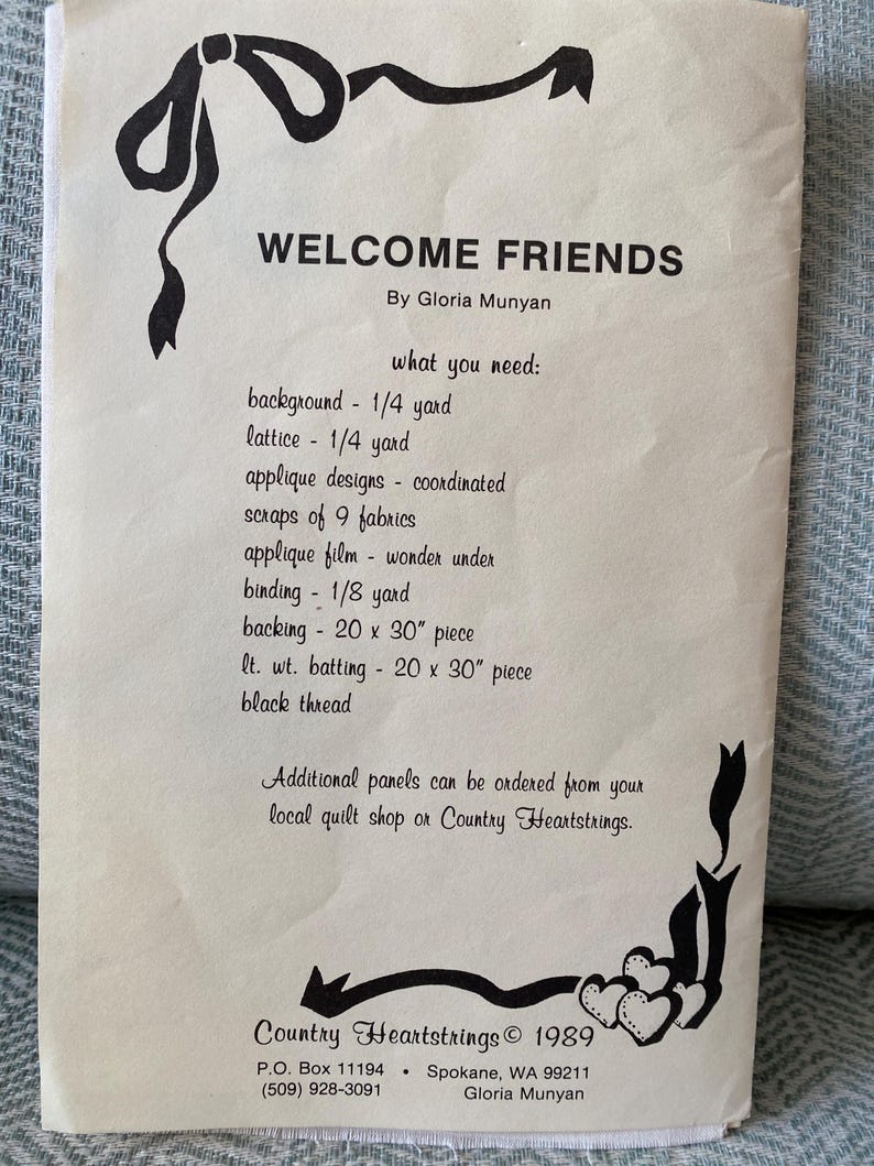 Welcome Friends Quilted Wall Hanging Pattern - by Country Heartstrings ...