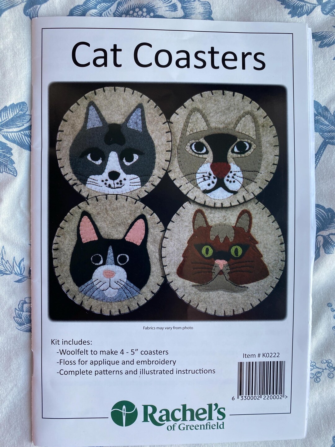Cat Coasters, Wool Cat Coasters Kit, Appliqué Coasters Kit by Rachel's ...