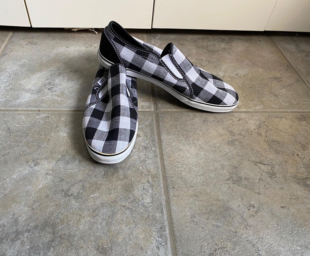 Vintage Vans Buffalo Check Slip-on Sneakers - Size 11 - Etsy