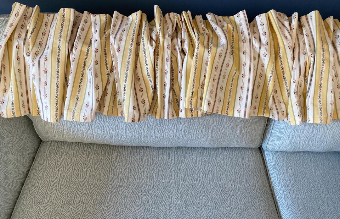 Set of Two Vintage Waverly Yellow and White Floral Stripe Valances. - Etsy