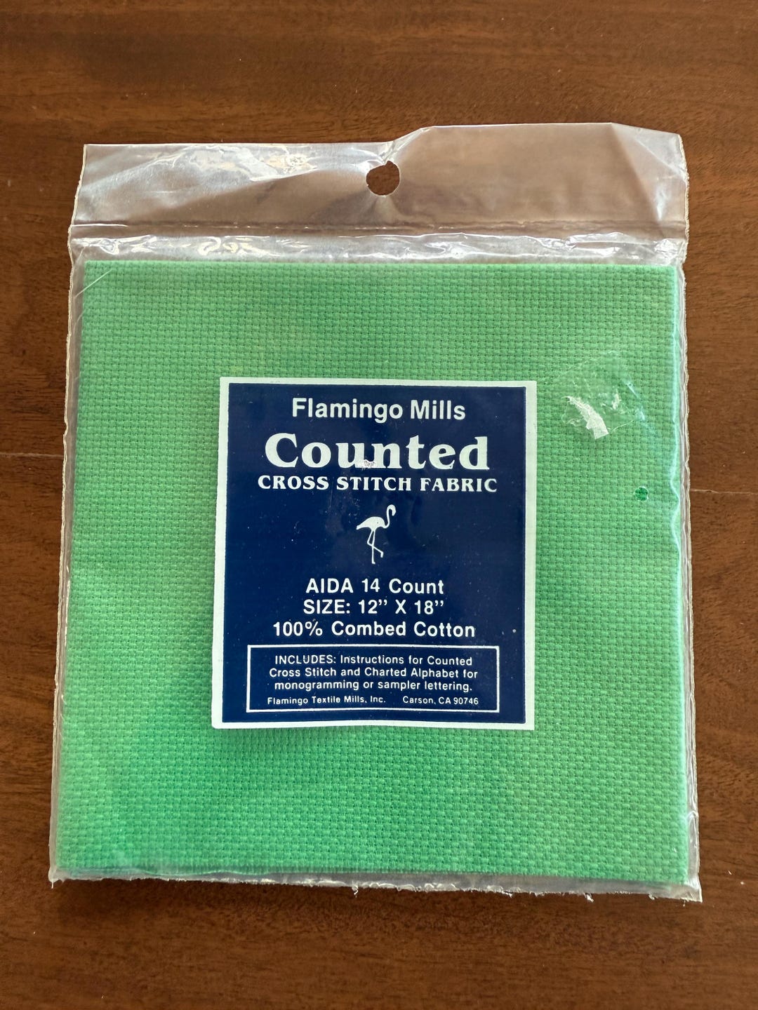 Flamingo Mills 14 Count Green Aida Cloth for Cross Stitch - 12" X 18 ...